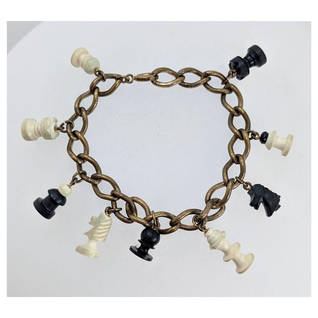 1950s Novelty Chess Piece Charm Bracelet Vintage Chess Piece Bracelet ...
