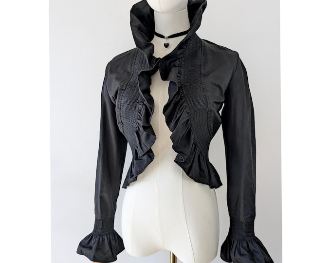 Vintage High Victorian Gothic Black Ruffle Jacket * Black Gothic Coat ...