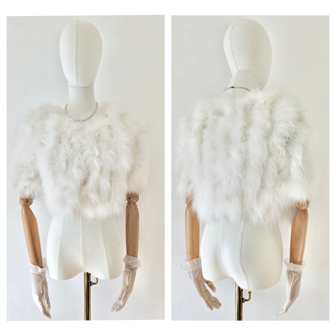 Vintage 1960s White Marabou Feather Jacket White Marabou Feather Cape ...