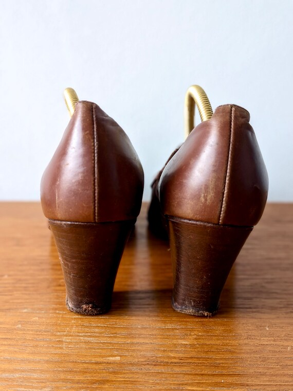 1940s Brown Leather Heels * Vintage 1940s Tan Shoes *… - Gem