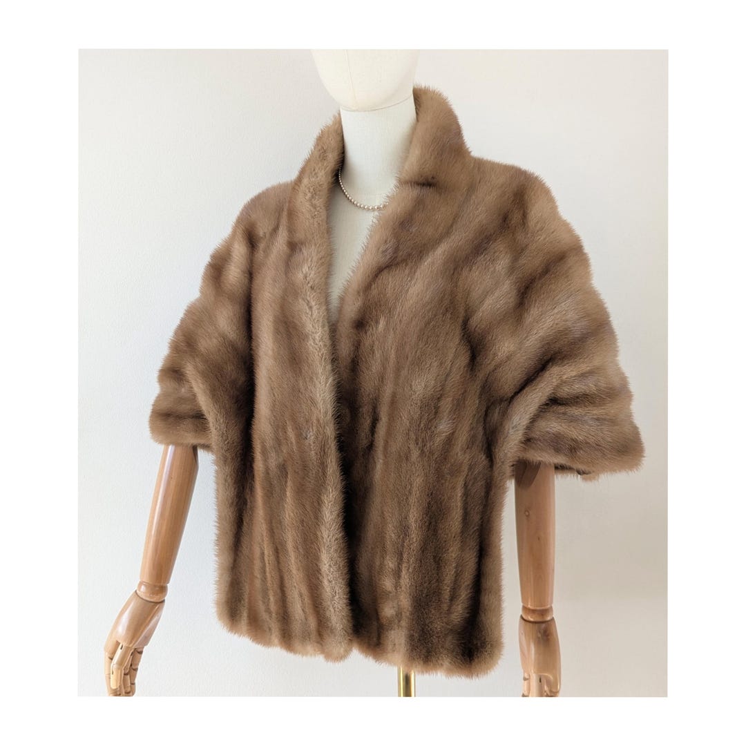 Vintage Pastel Mink Fur Half Cape * 1960s Brown Pastel Real Mink Fur ...