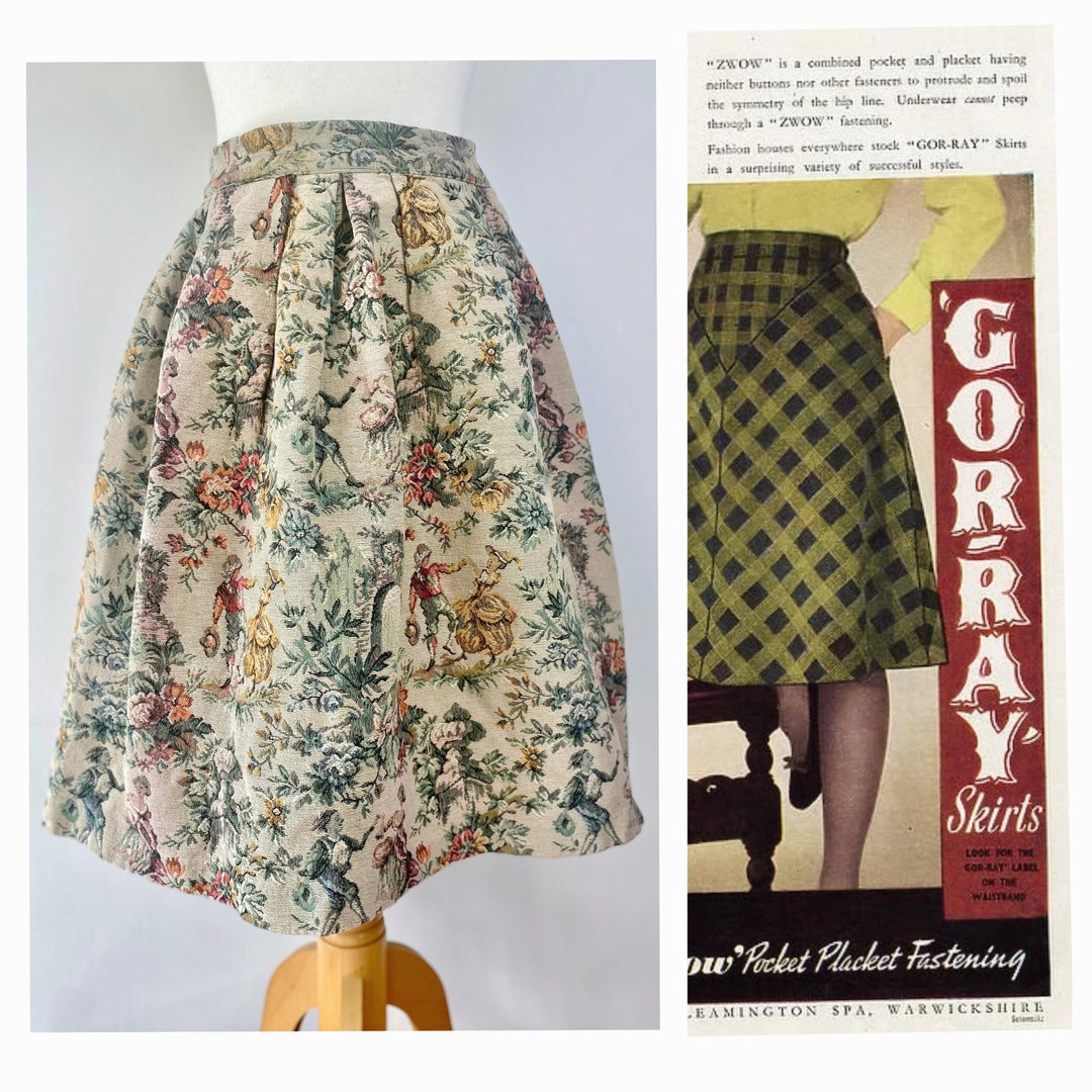 1940s GOR-RAY Skirt 1940s Vintage Tapestry Skirt Romantic English ...