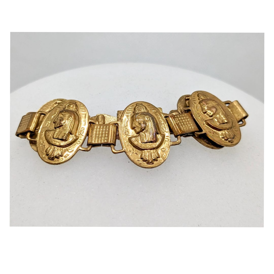 Antique 1920s Egyptian Pharaoh Bracelet * Vintage Egyptomania Jewellery ...