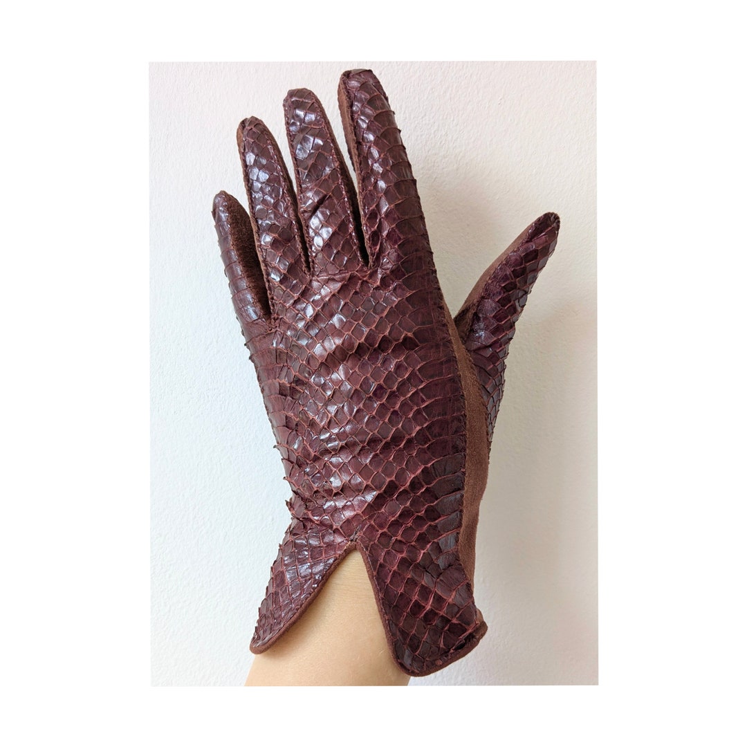 1940s Burgundy Red Snake Skin Gloves Vintage Snake Skin Gloves 1940s ...