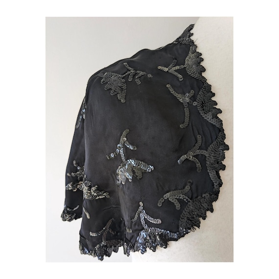 Victorian Mourning Caplet with Sequin Lilies * Edward… - Gem