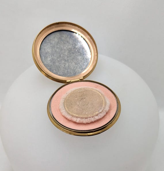 1950s Pink Roses Gold Powder Compact * Vintage Powder… - Gem