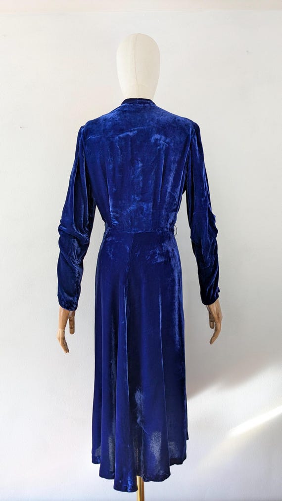 1940s Blue Velvet Evening Dress * Vintage 1940s Velve… - Gem