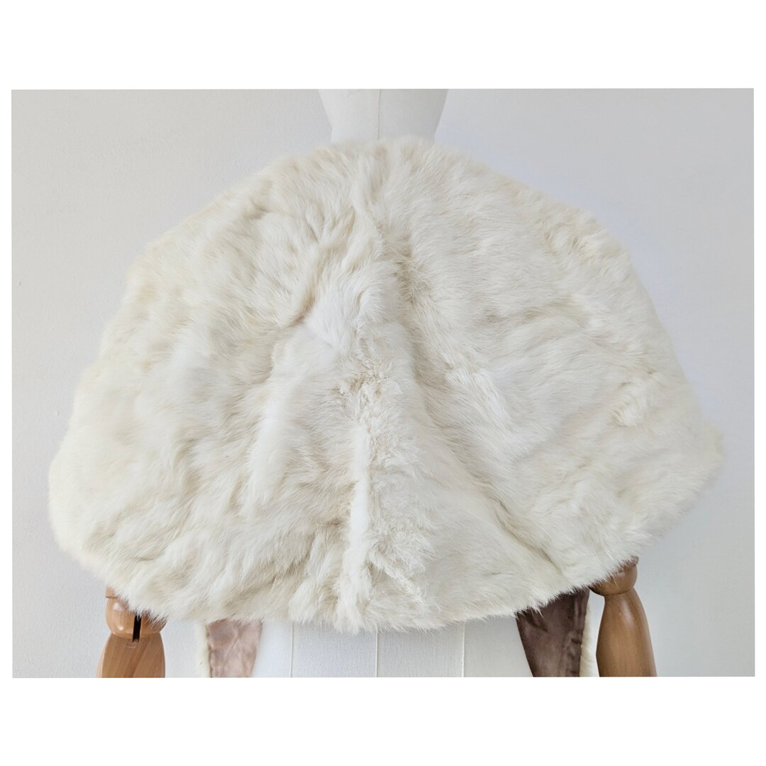 1950s Bright Creamy White Rabbit Fur Stole Vintage White Fur Wrap ...