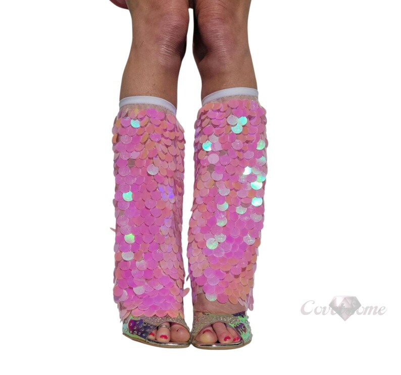 Iridescent Pink Sequined Boot Covers, or Rave Leg Warmers, or Fluffies ...