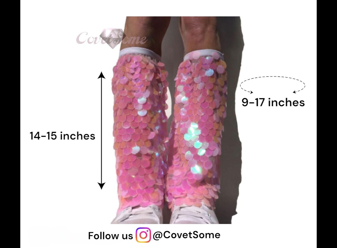 Iridescent Pink Sequined Boot Covers, or Rave Leg Warmers, or Fluffies ...