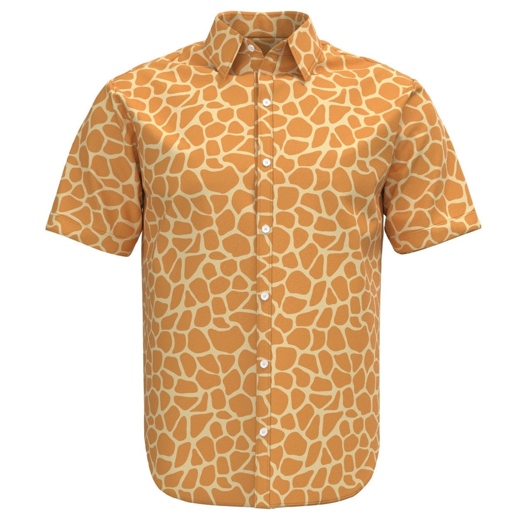 Giraffe Skin Printed Animal Print Short Sleeve Collar Button Shirt - Etsy