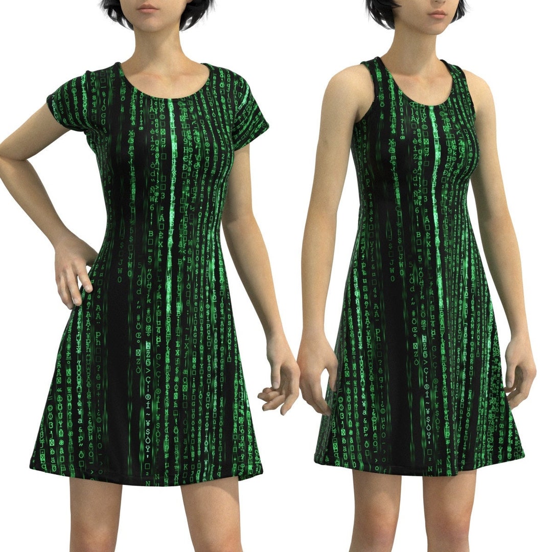 The Matrix Coding Programming Code Neo Trinity Short Sleeve Sleeveless Fit Flare Skater Dress Etsy