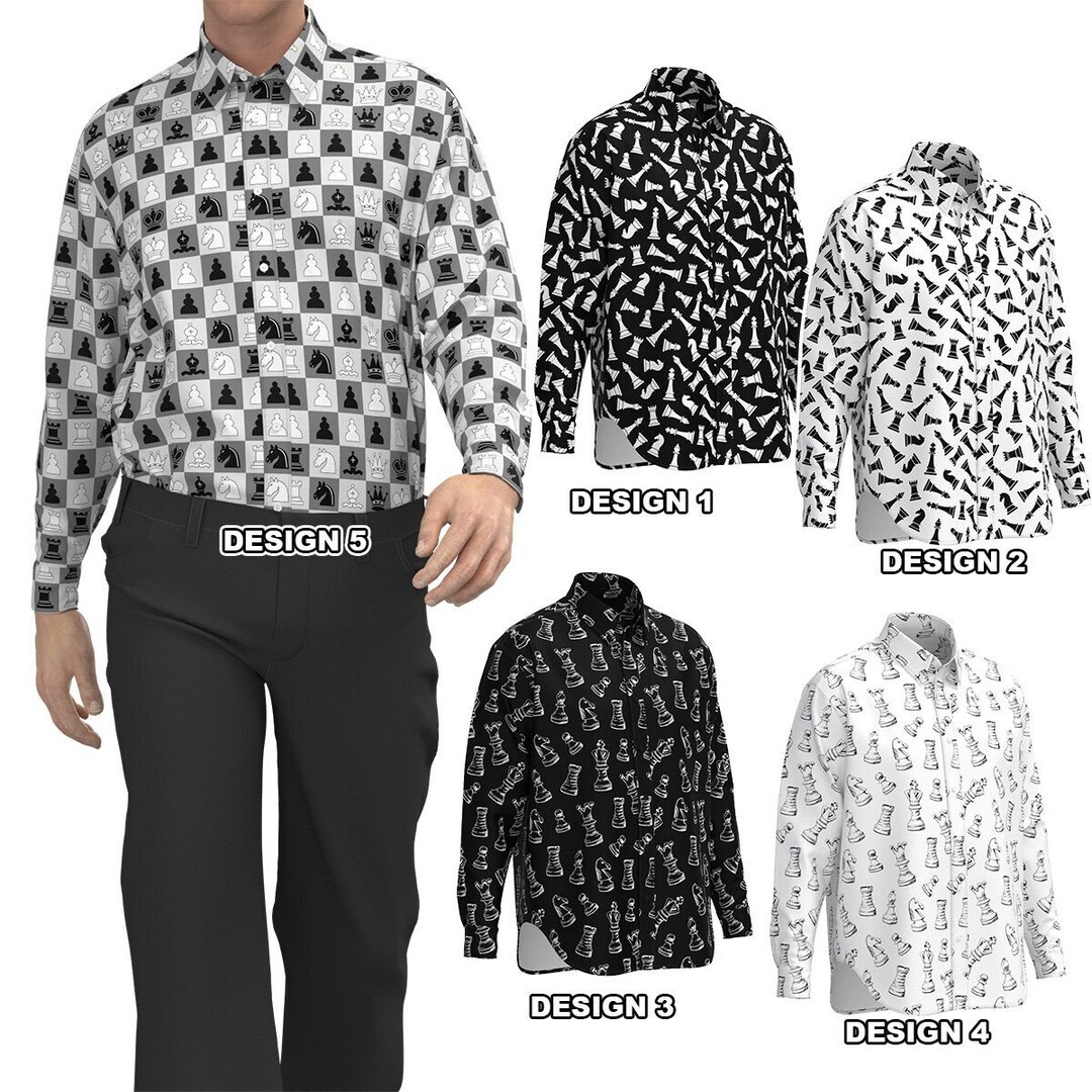 Chess Board Pieces Game Button Shirt Chessmaster Checker Check Grand ...