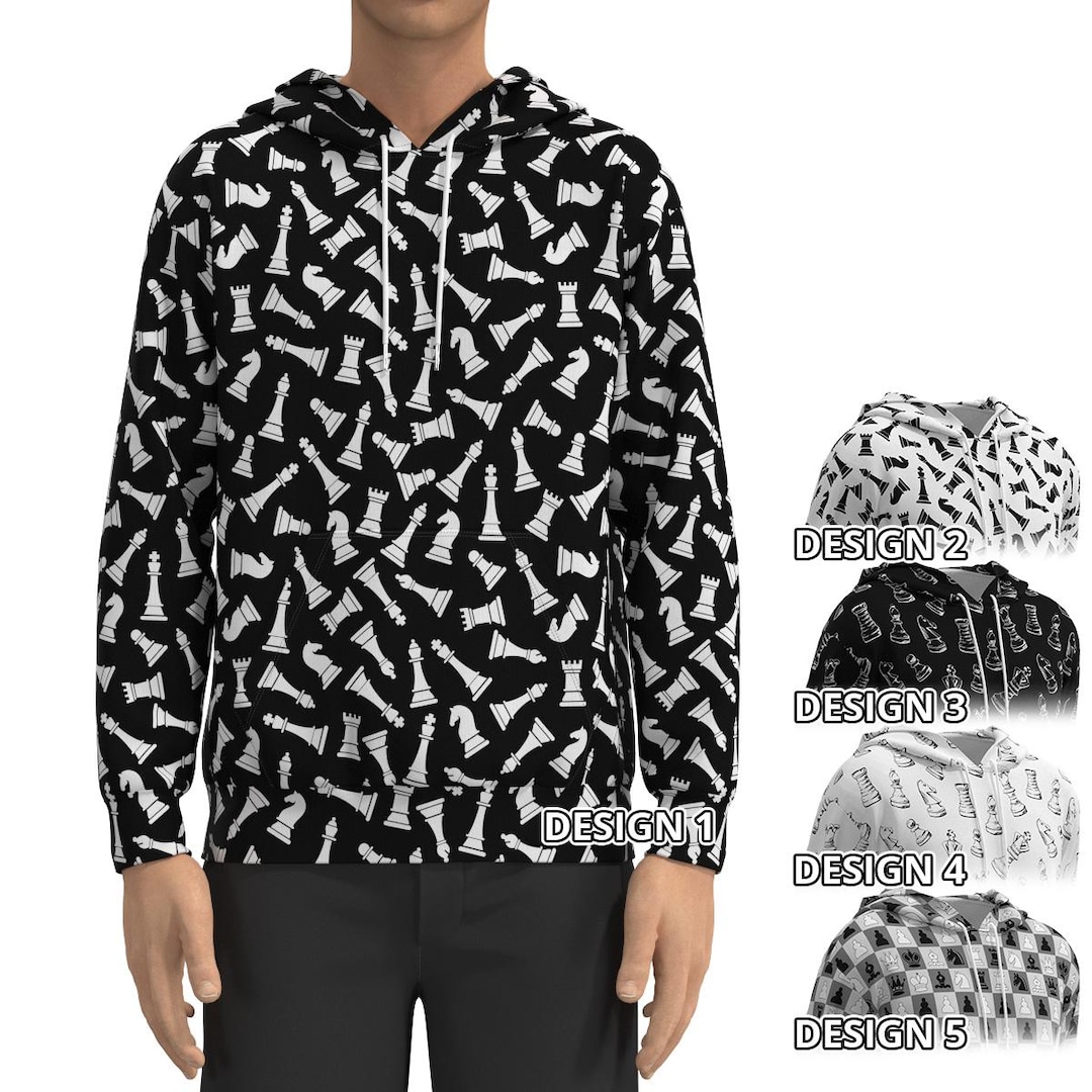 Chess Pieces Board Hoodie Sweatshirt Grand Master Chessmaster Men Women ...
