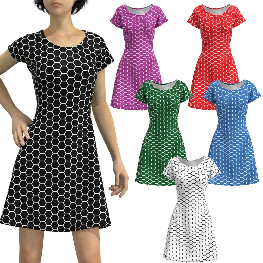 Hexagon Geometric Pattern Black Red Blue Purple White Psychedelic Short ...