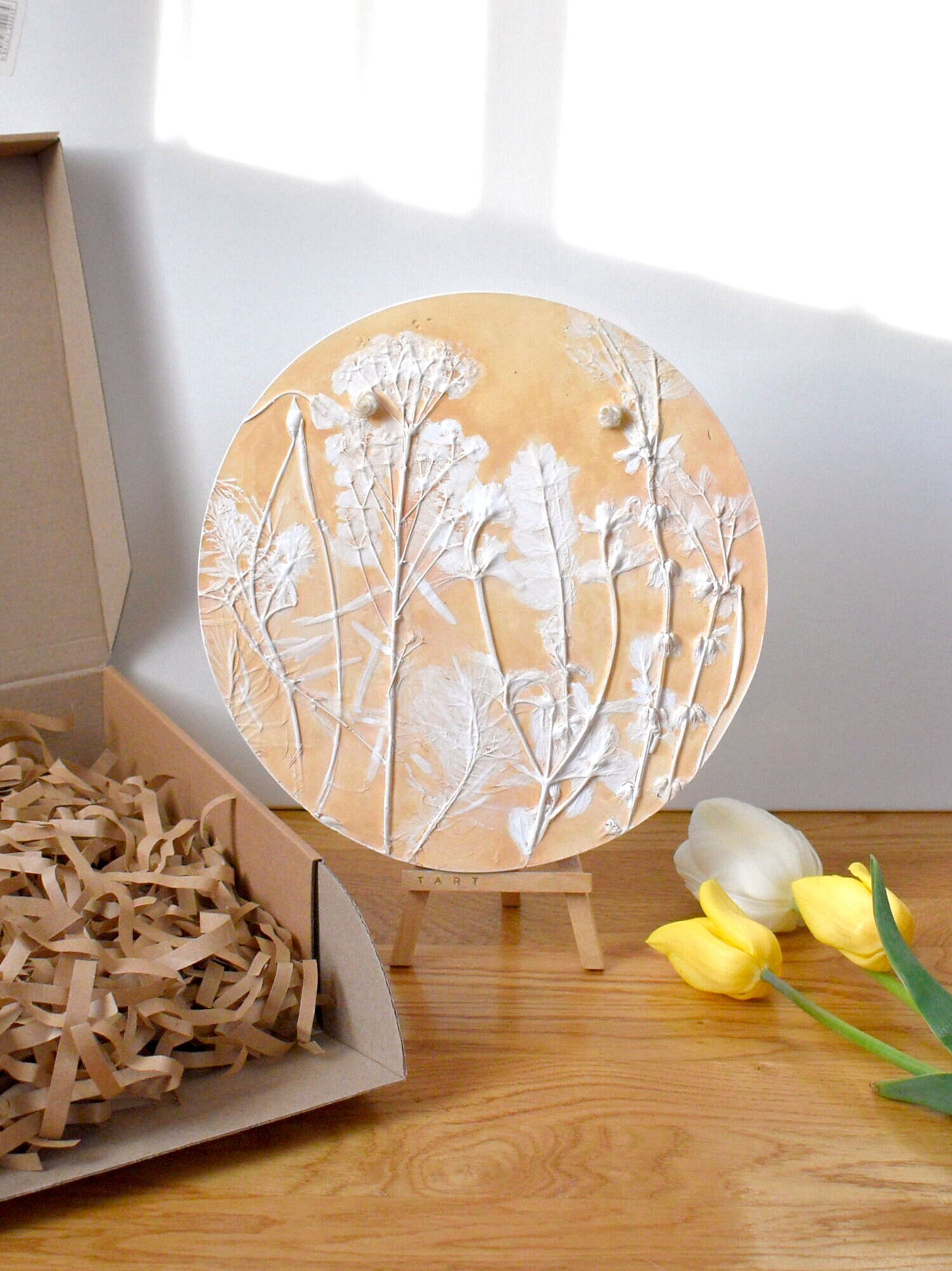 Summer Herbs Bas Relief Art, Plaster Cast, Botanical Art, Flower Tile ...