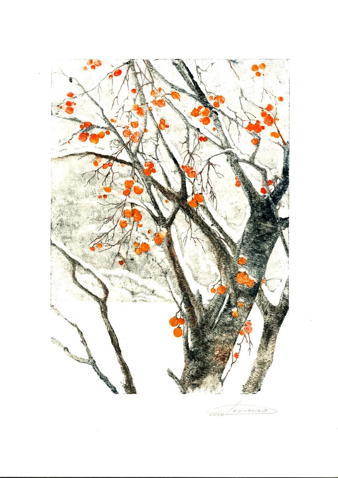 Winter Study Original Hand Print, Monotype Printing Nature Wall Art ...