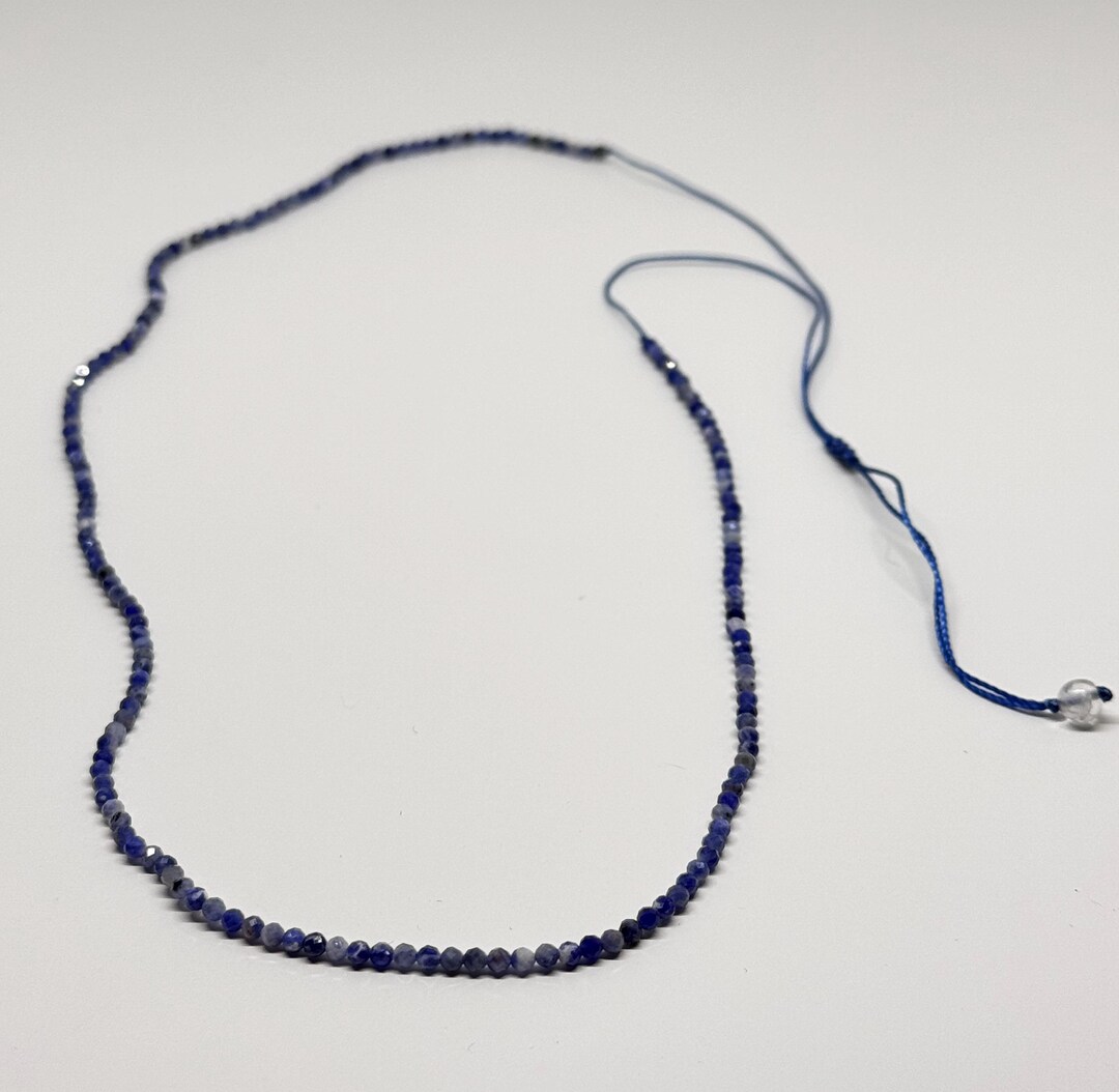 Choker With 2mm Faceted Sodalites Blue Nylon Thread Sliding Closure ...