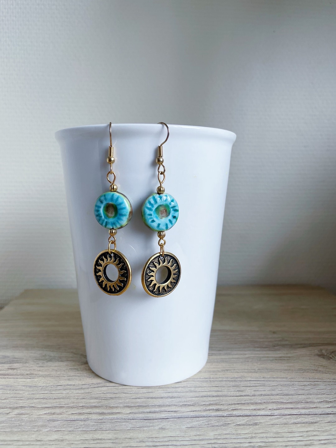 Single Model Ceramic Sun and Sun Donuts Earrings - Etsy