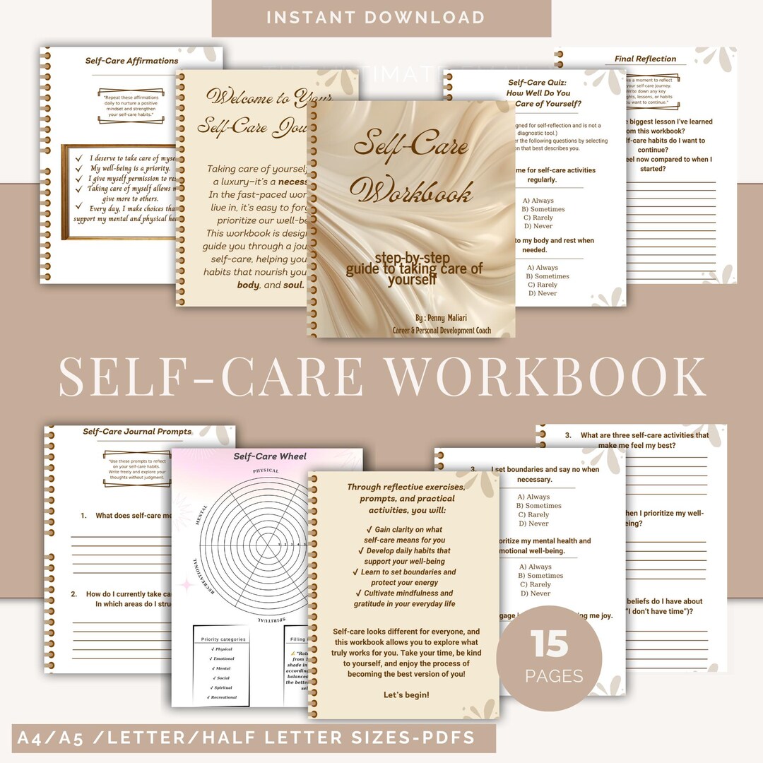 Self-care Workbook | Mental Health Journal | Wellness Planner | Guided ...