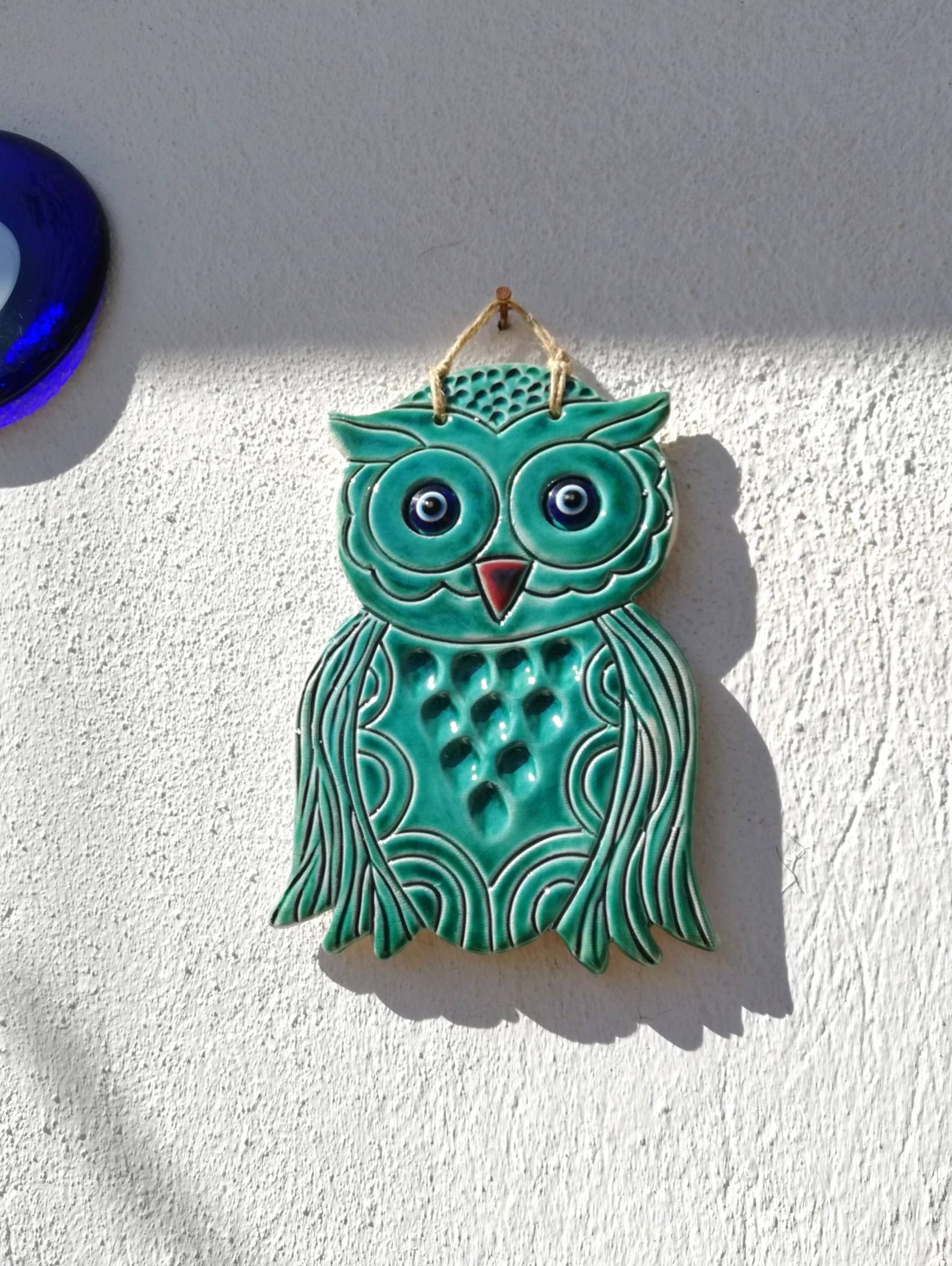 Teal Green Ceramic Owl Home Decor Garden Decor Kitchen Wall - Etsy