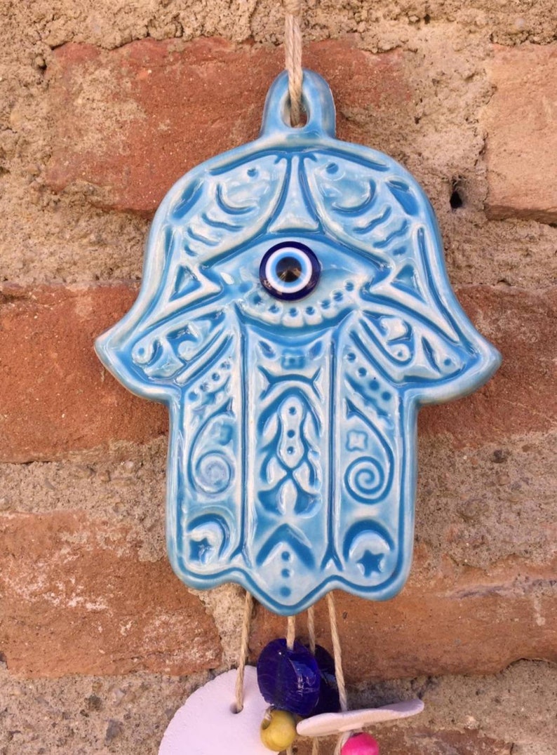 Hamsa Wall Hanging Light Blue Hamsa Hand Decor Ceramic Hamsa - Etsy