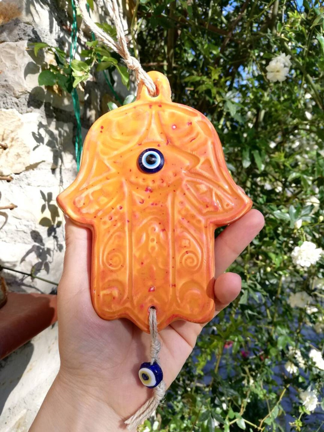 Orange Hamsa Wall Hanging, Hamsa Hand, Fish Hamsa Yellow Front Door ...