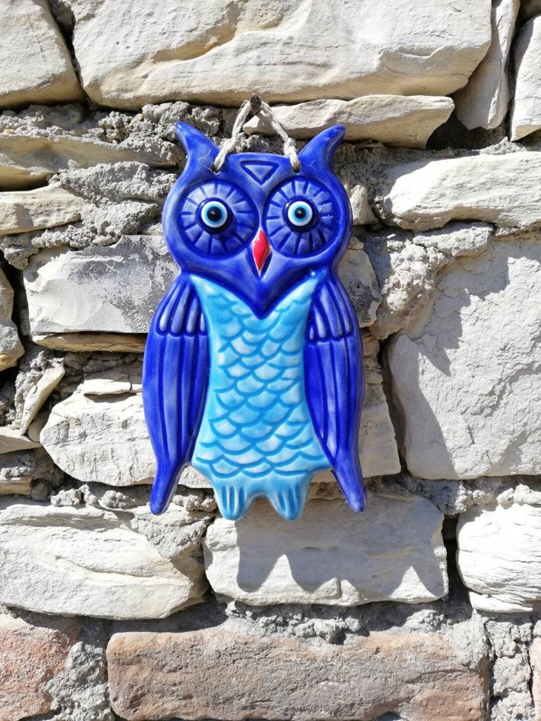 Blue Ceramic Owl Outdoor Decor Owl Kitchen Decor Pottery Owl - Etsy
