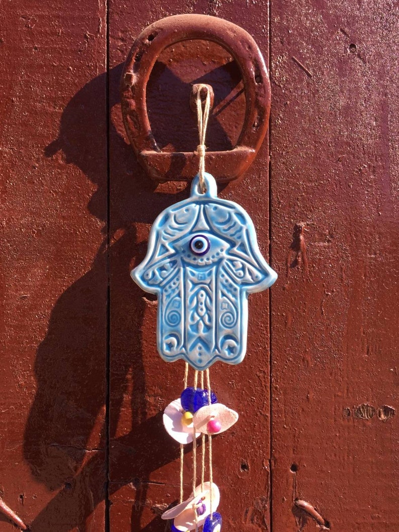 Hamsa Wall Hanging Light Blue Hamsa Hand Decor Ceramic Hamsa - Etsy