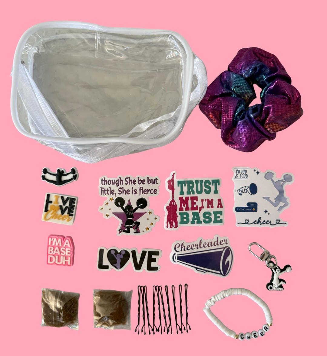 Cheer Kit - Accessories for Dance Cheerleaders in Cute Zip Bag - Party ...
