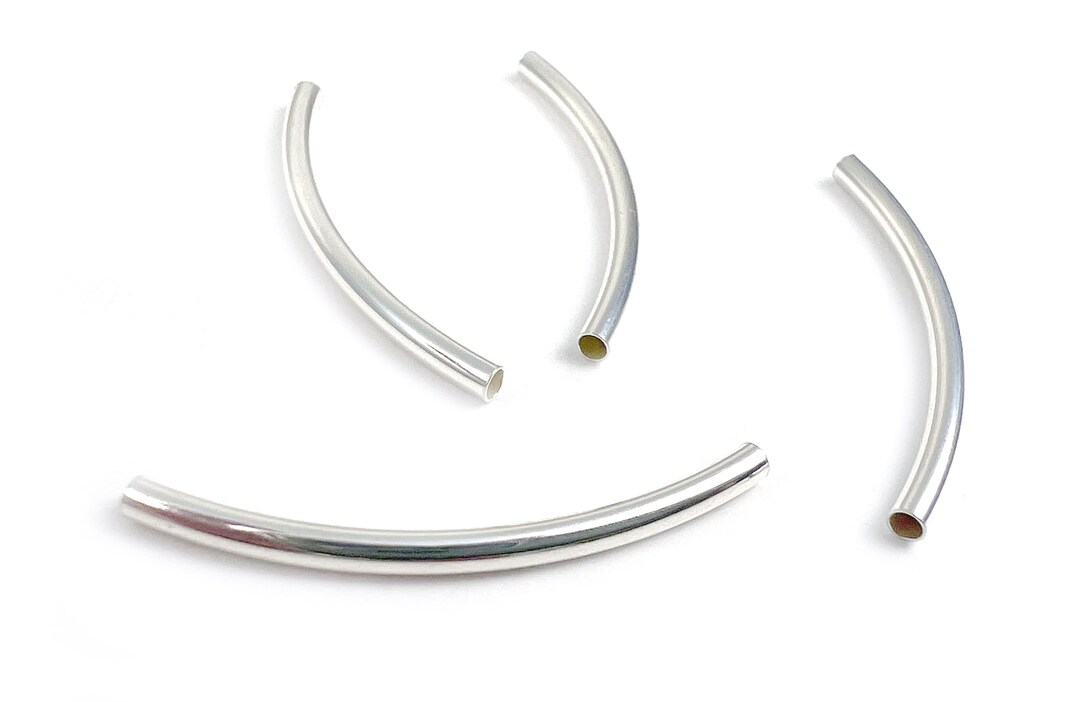 4 X Curved Silver Tubes 925 - 30 X 2 Mm - Etsy