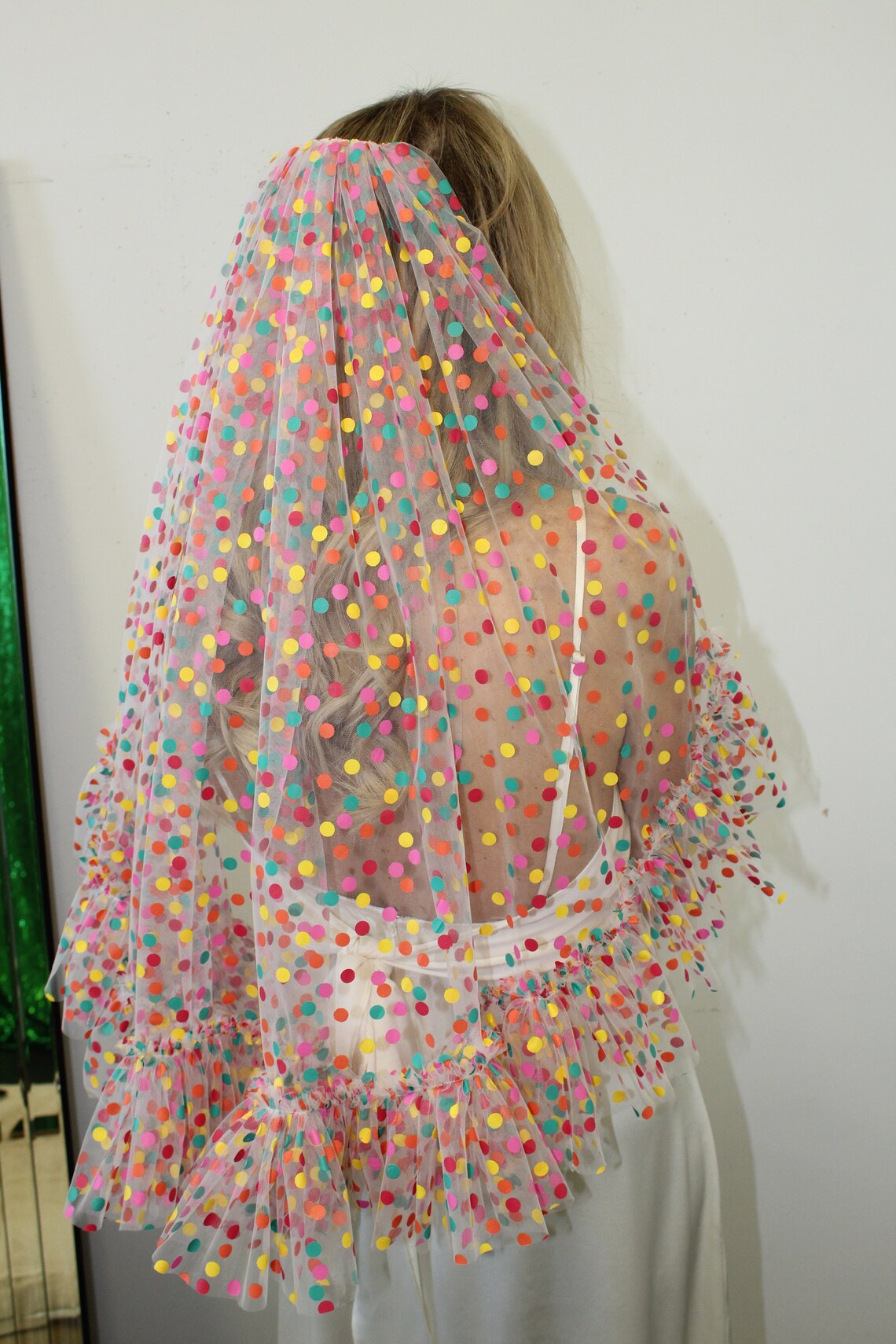 Polka Dot Colourful Wedding Veil With Ruffle Edge - Etsy
