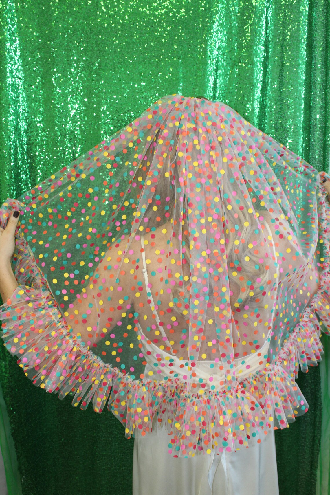 Polka Dot Colourful Wedding Veil With Ruffle Edge - Etsy