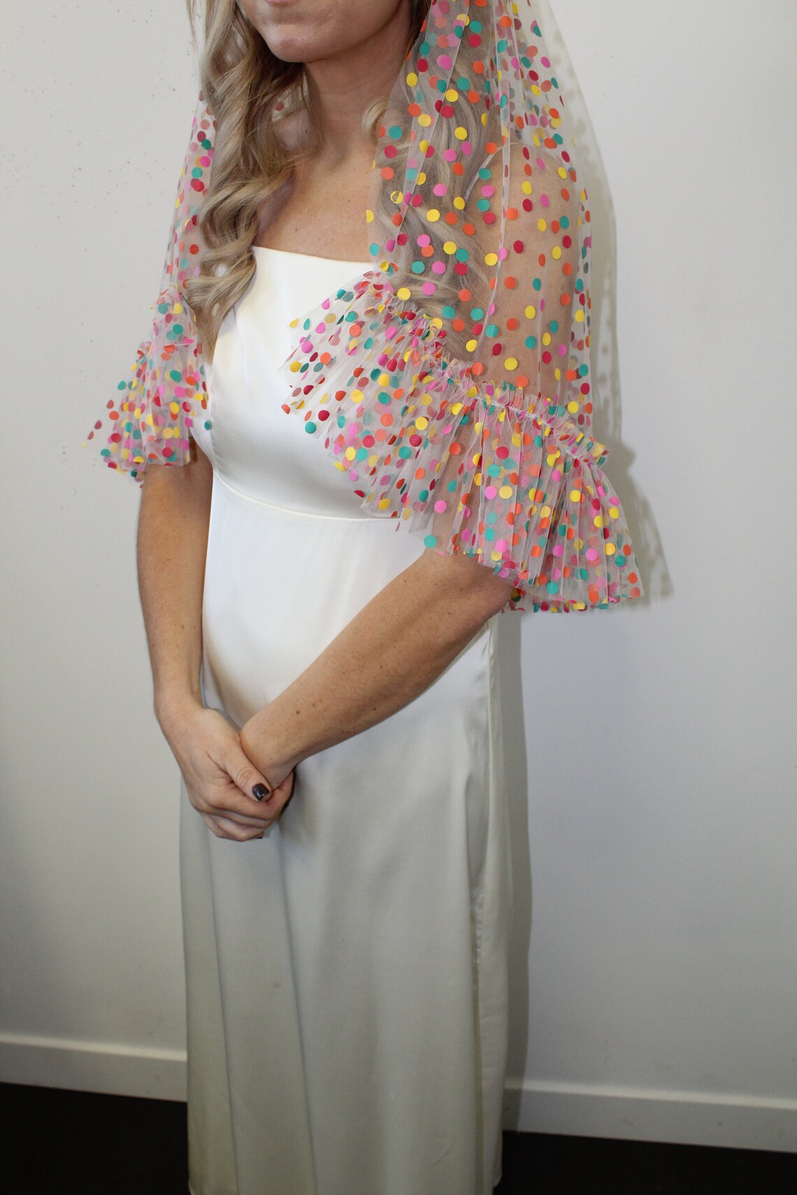 Polka Dot Colourful Wedding Veil With Ruffle Edge - Etsy