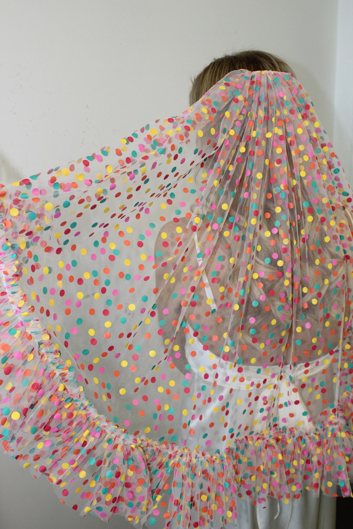Polka Dot Colourful Wedding Veil With Ruffle Edge - Etsy
