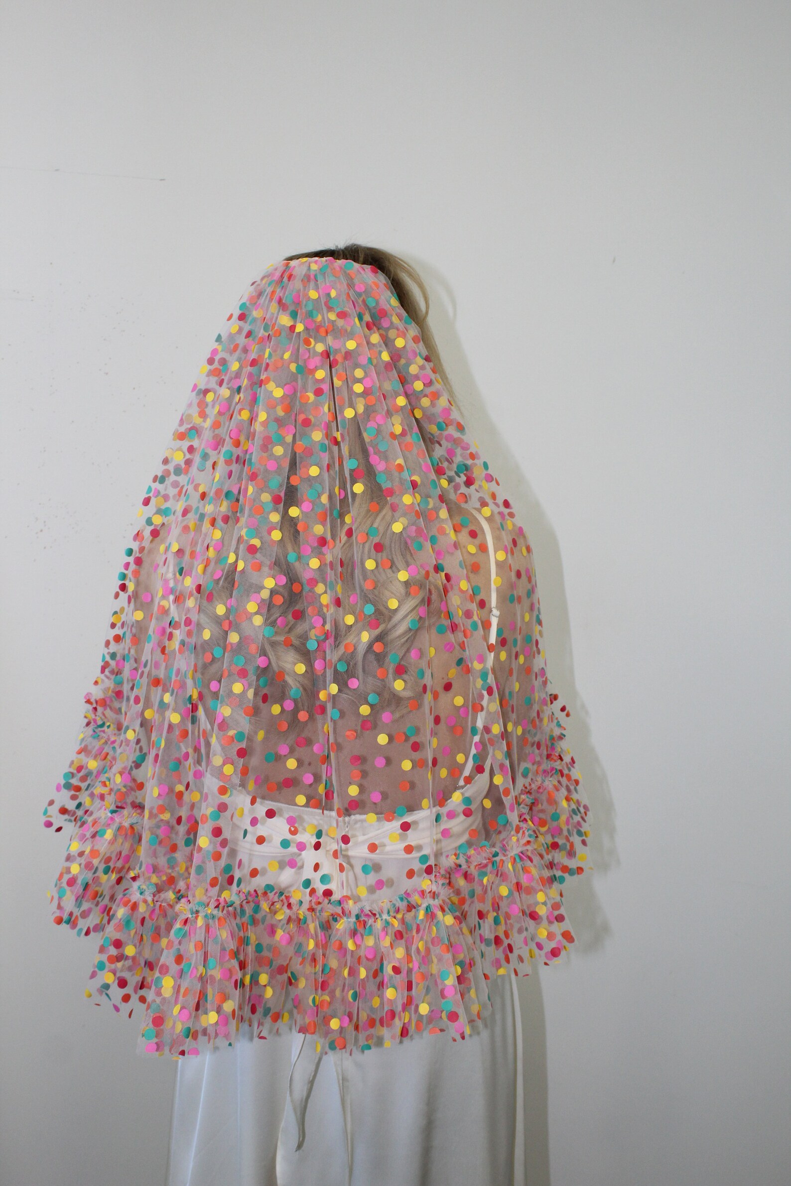 Polka Dot Colourful Wedding Veil With Ruffle Edge - Etsy