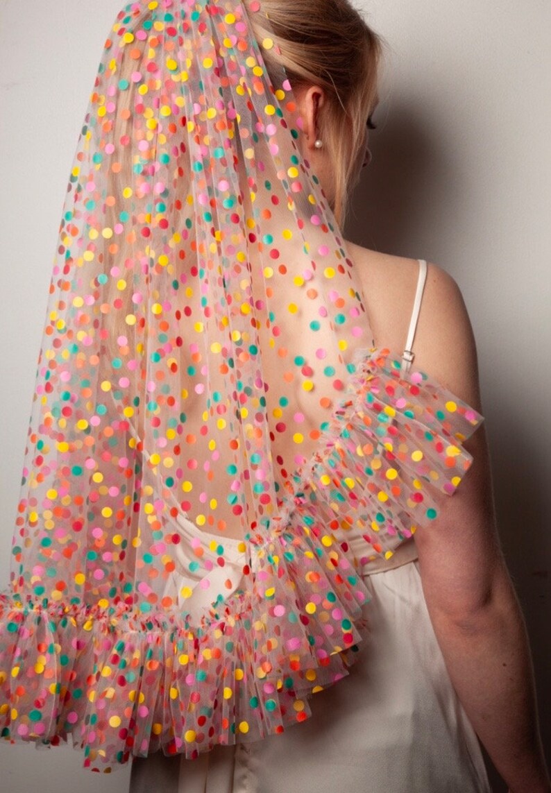 Rainbow Polka Dot Colourful Wedding Veil - Etsy