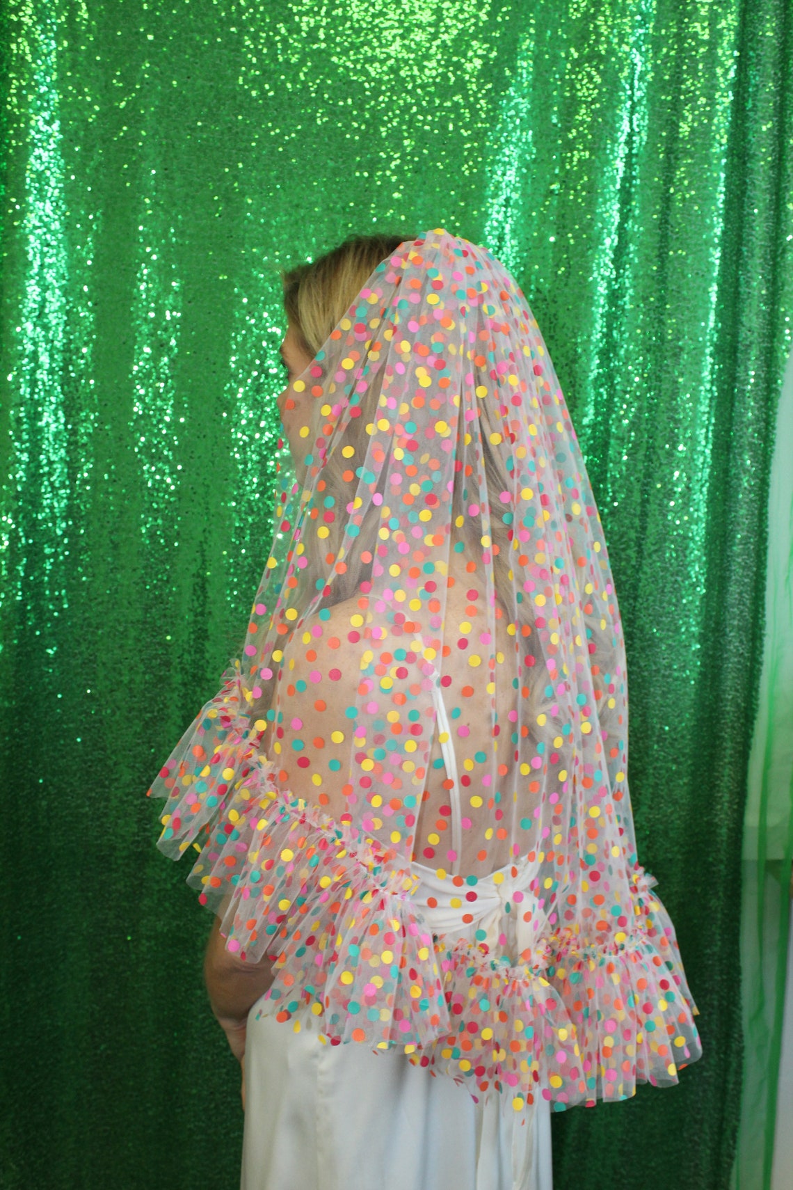Polka Dot Colourful Wedding Veil With Ruffle Edge - Etsy