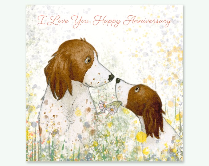 Anniversary Card, Springer Spaniel, Wife, Husband, Fiance, Dog, Love ...