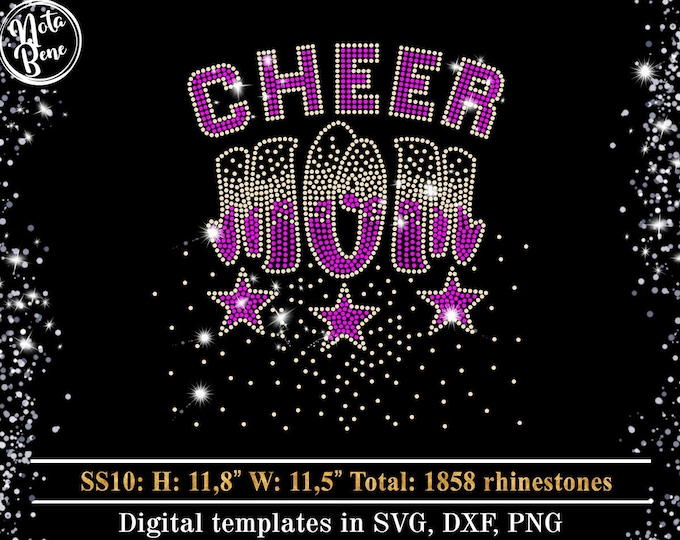 CHEER MOM Rhinestone Template SVG, Cheerleader Scattered Spray Effect ...
