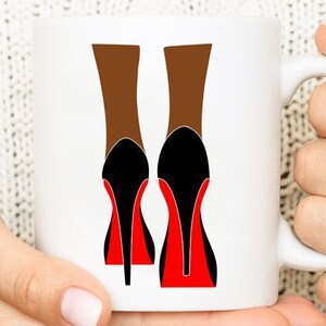 Woman in Red Bottoms Svg Cut File Afro Girl on High Heels Red Sole Svg ...