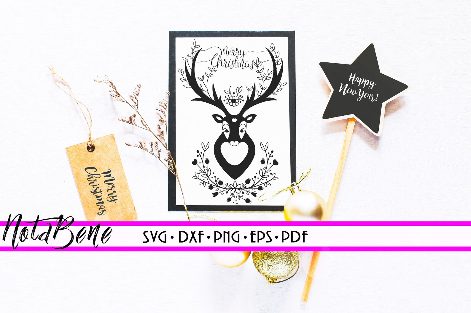 Merry Christmas Deer SVG PNG Christmas Rustic Sign Decor | Etsy