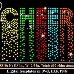 CHEER Rhinestone Template SVG, Cheer Scatter Svg, Cheerleader Scattered ...