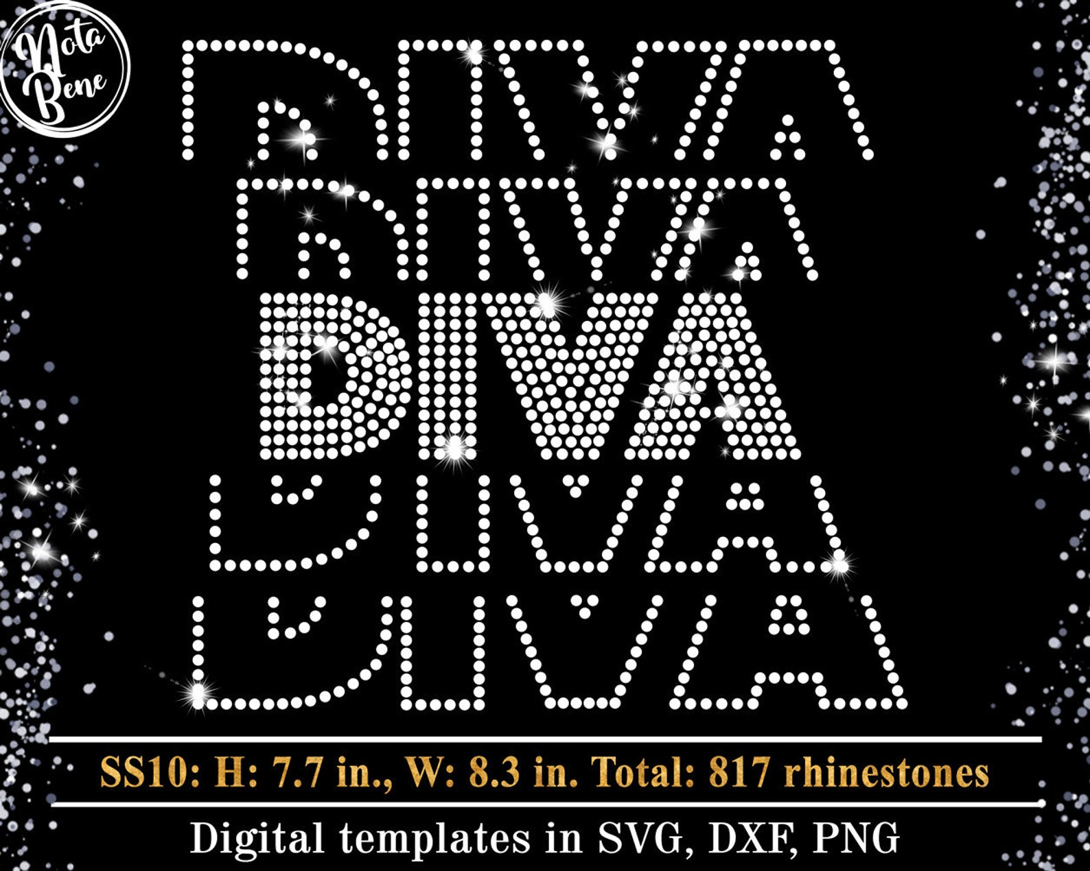 Diva Tiled Rhinestone Template SVG, Afro American Bling Shirt Design ...