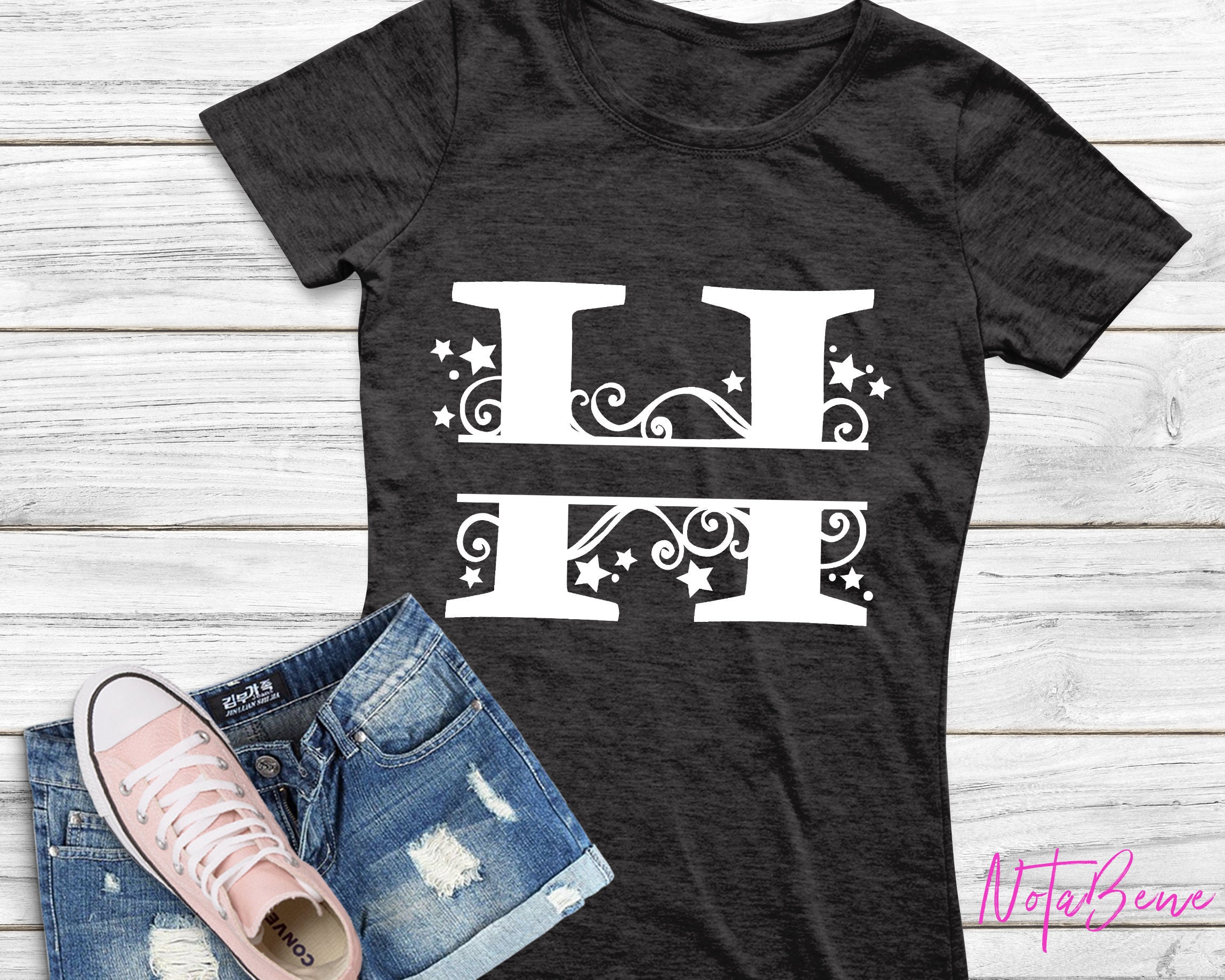 H Split Monogram SVG Split Letter H SVG Divided Initial H Svg - Etsy