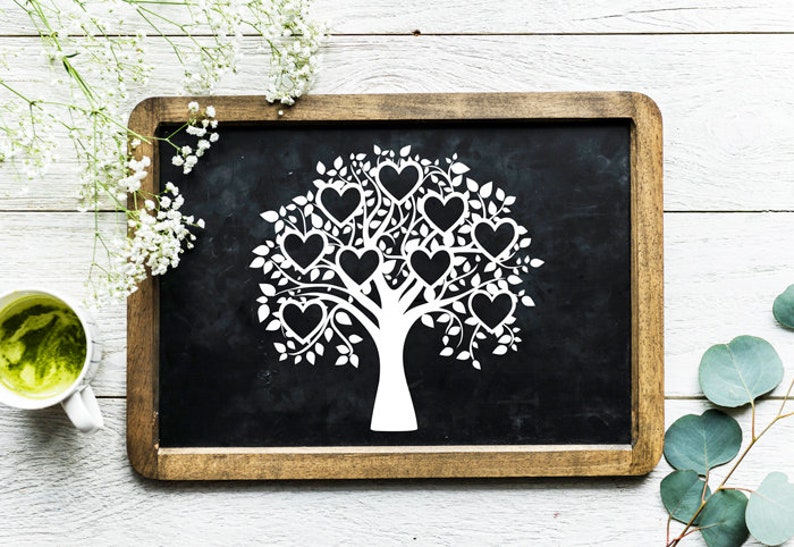 Family Tree SVG Nine 9 Hearts Svg Monogram Svg Family Tree - Etsy