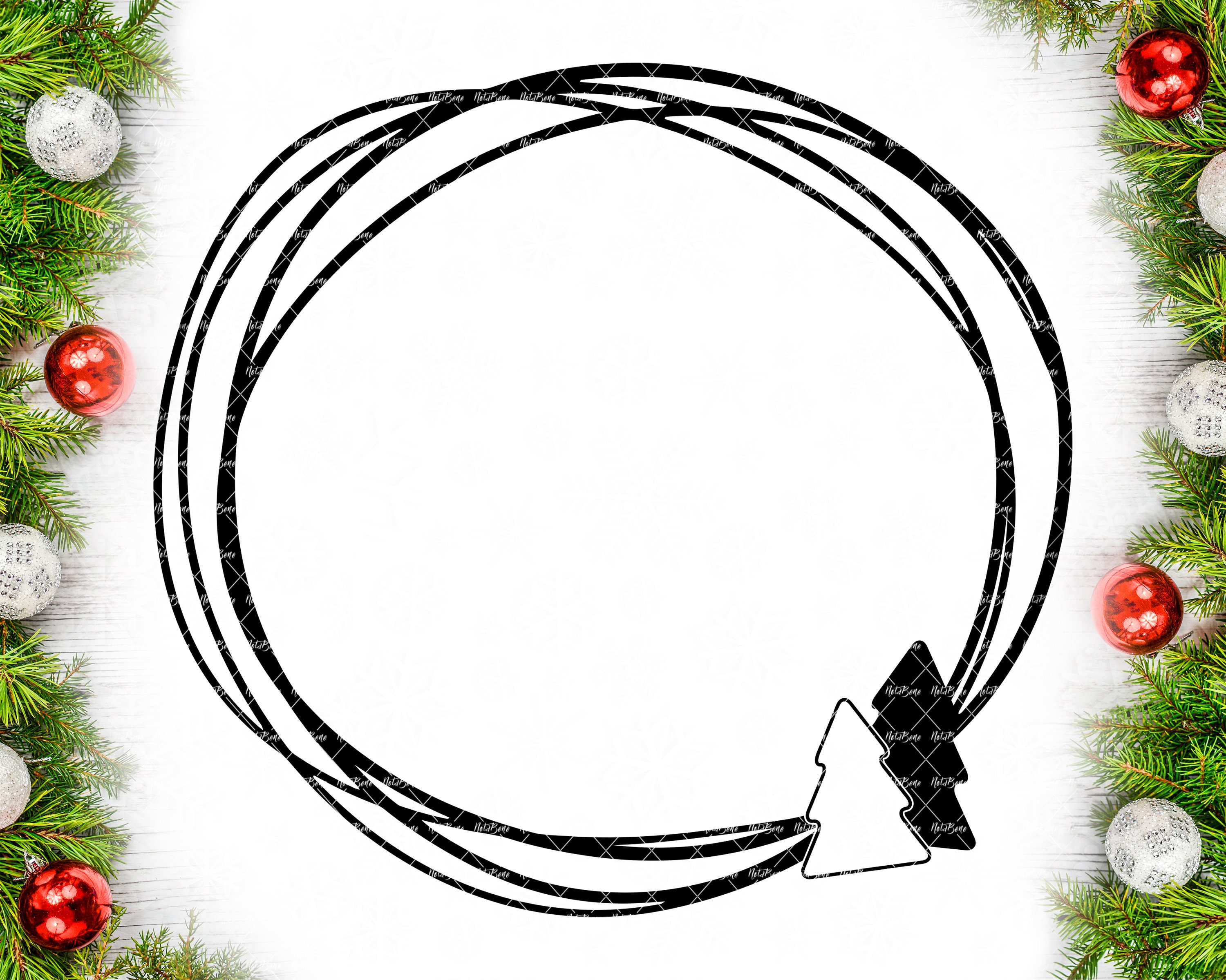 Christmas Tree Circle Frame SVG Christmas Monogram Frame | Etsy