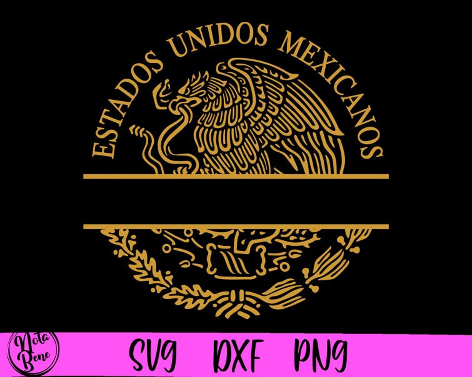 Mexican Eagle Split Monogram SVG Golden Mexico Coat of Arms - Etsy