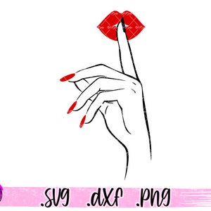 Finger on Lips SVG, Silence Sign, Woman Lips Cut File, Shhhh, Shush, Be ...