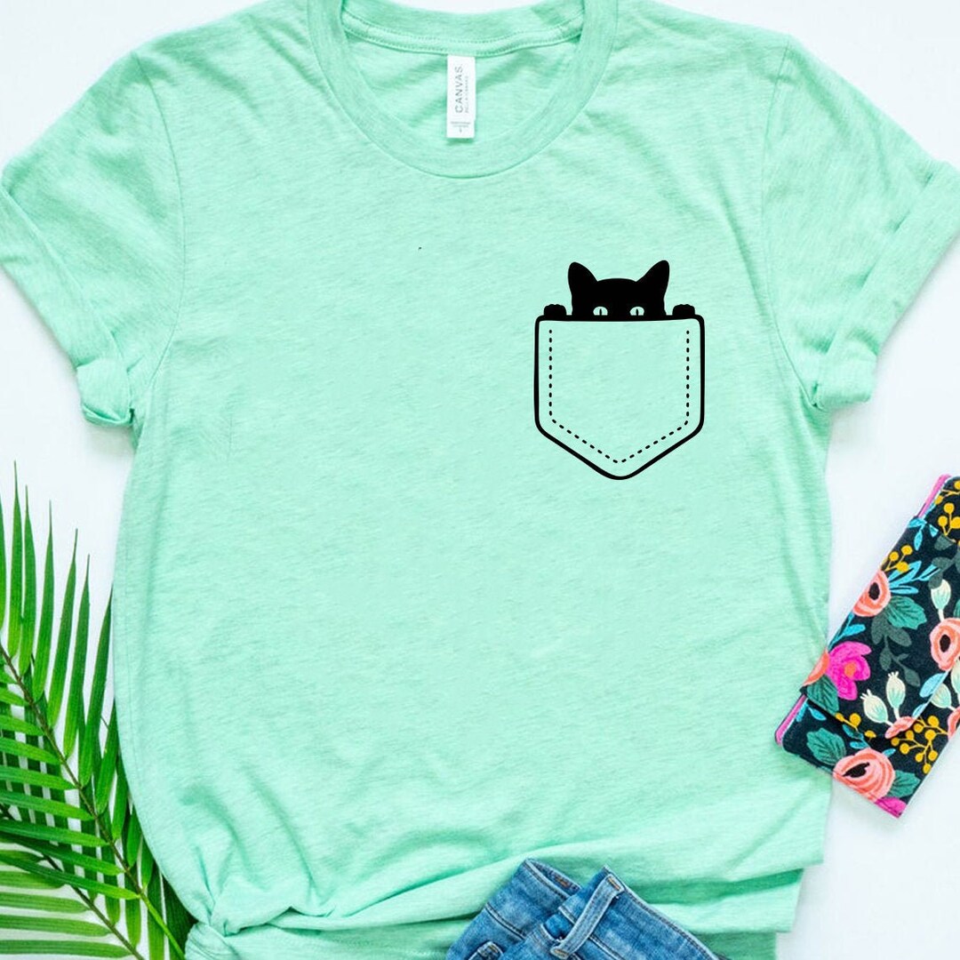 Peekaboo Pocket Cat Svg, Cute Kawaii Kitten in Shirt Pocket SVG Cartoon ...